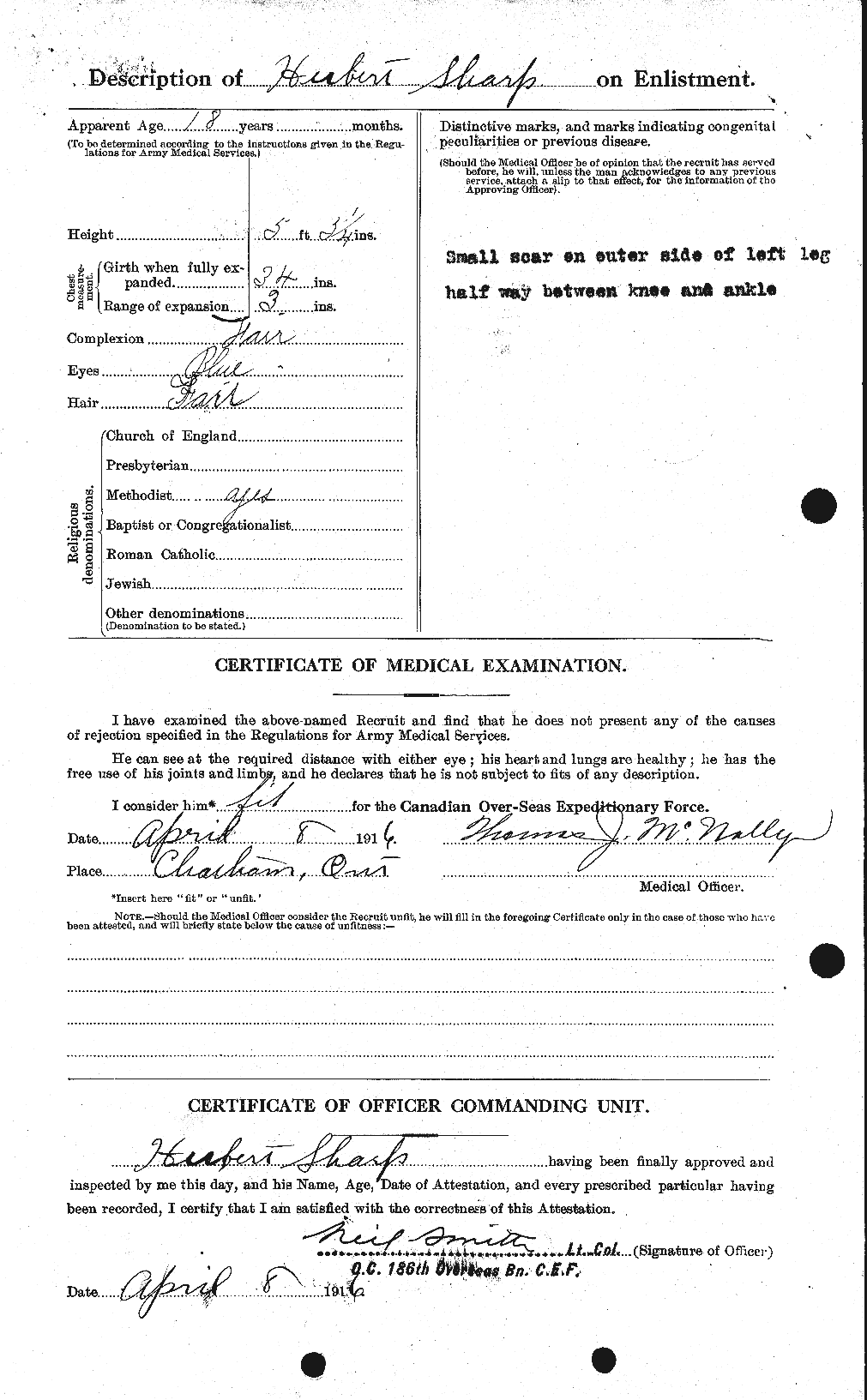Sharp, Hubert: Service no. 880644 – History of the 18th Battalion CEF ...