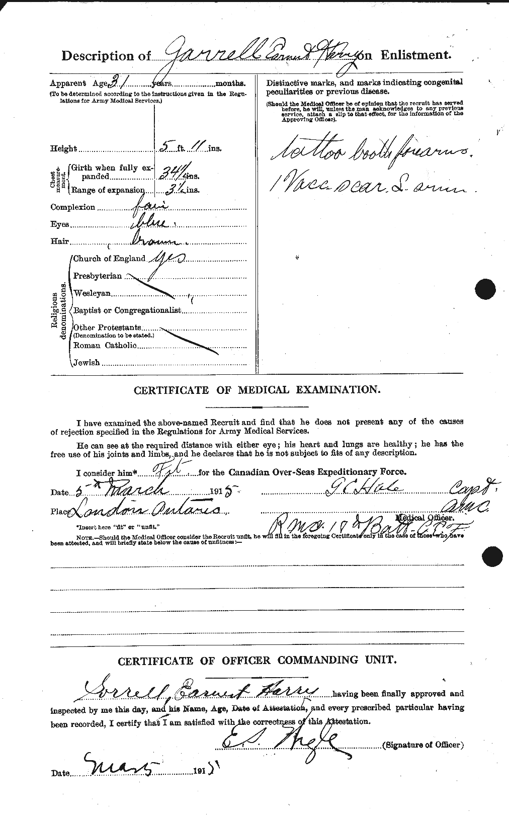 Gorrell, Ernest Henry (Harry): Service no. 54255 – History of the 18th ...