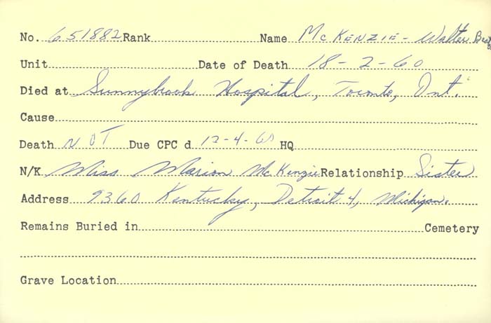 McKenzie, Walter Beaton: Service no. 651882 – History of the 18th ...