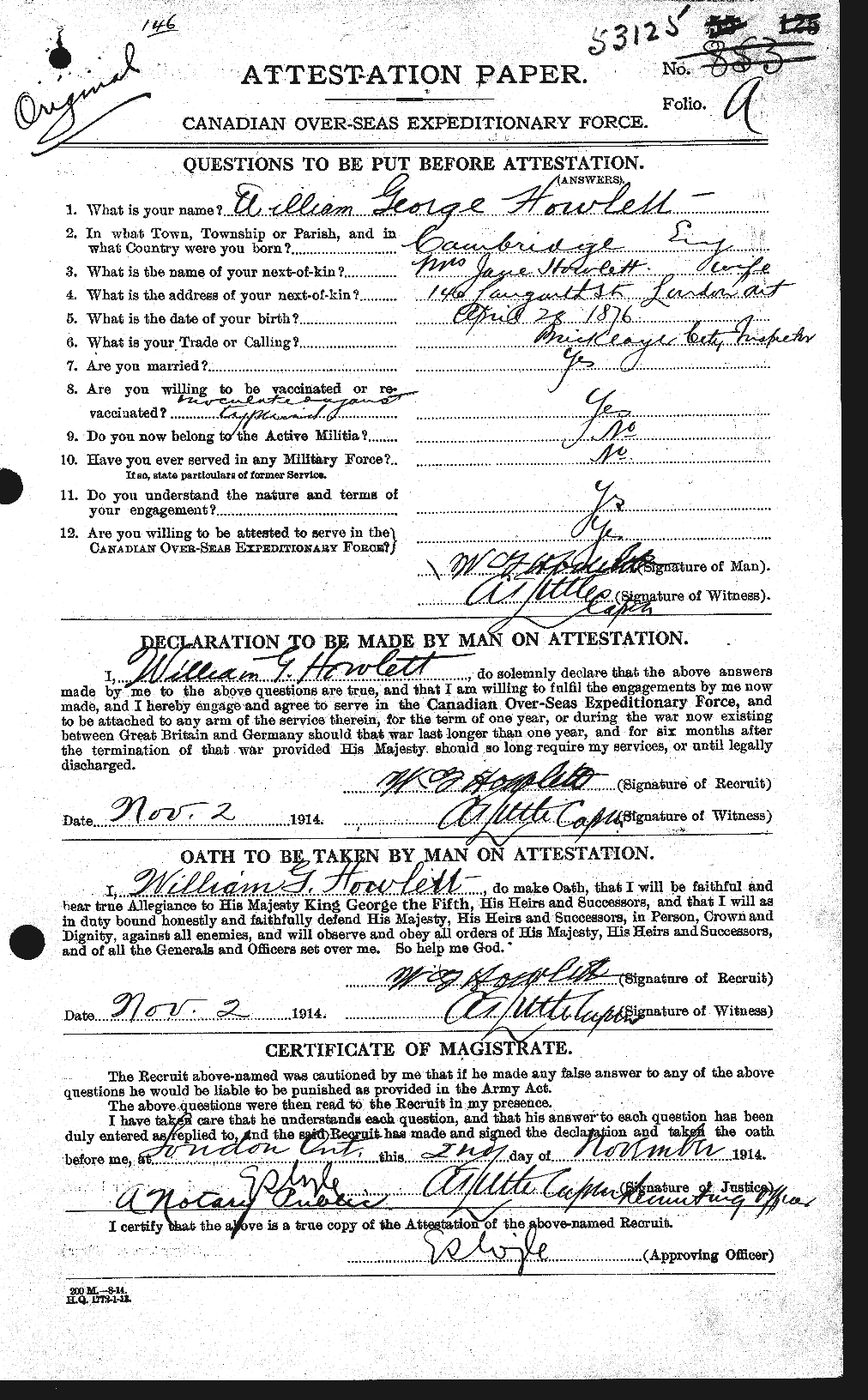 Howlett, George William: Service no. 53125 – History of the 18th ...