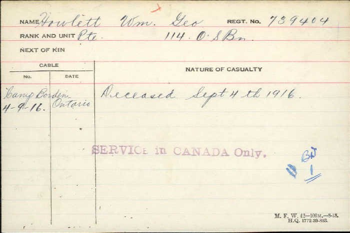 Howlett, George William: Service no. 53125 – History of the 18th ...