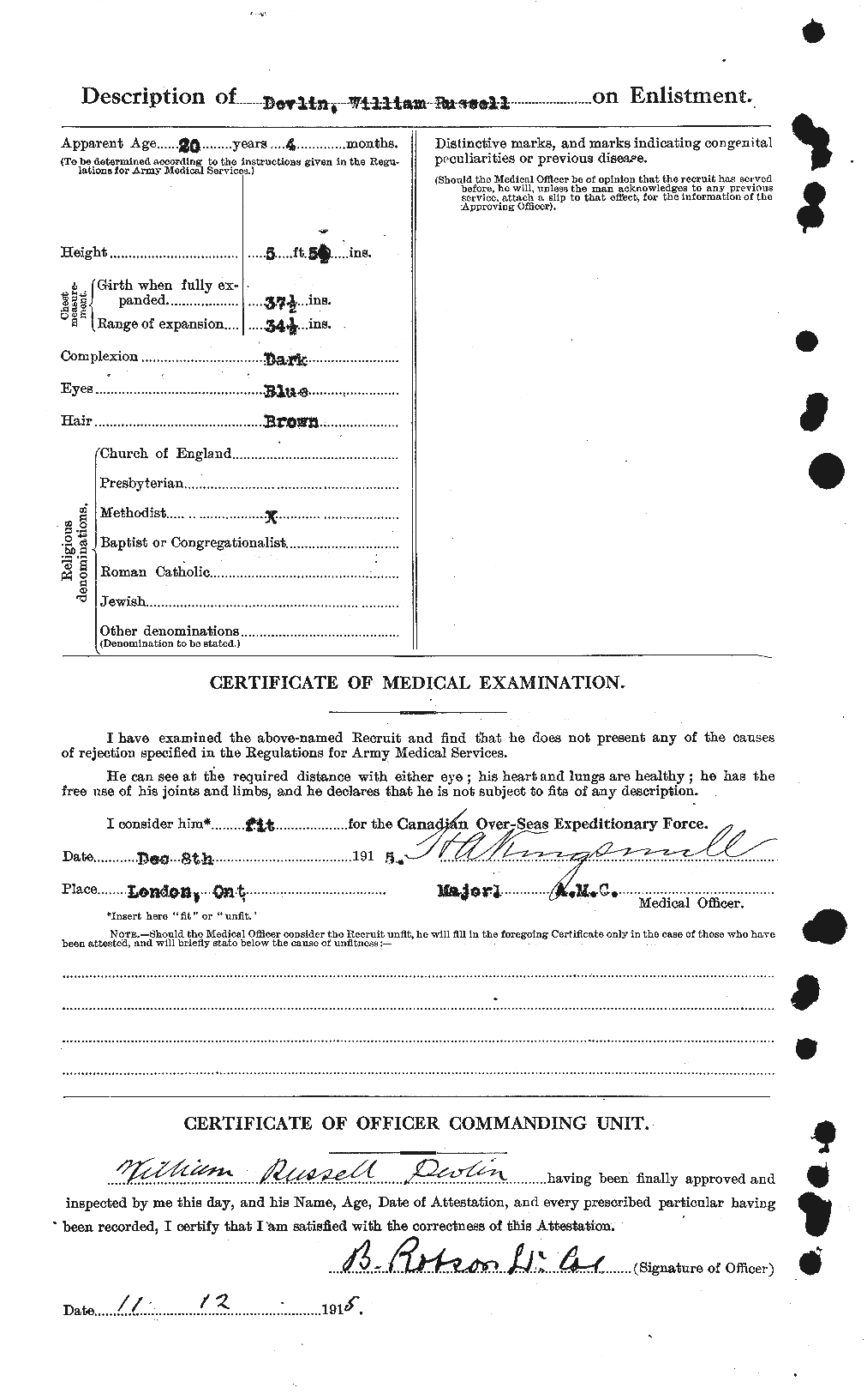 Devlin, William Russell: Service no. 802174 – History of the 18th ...